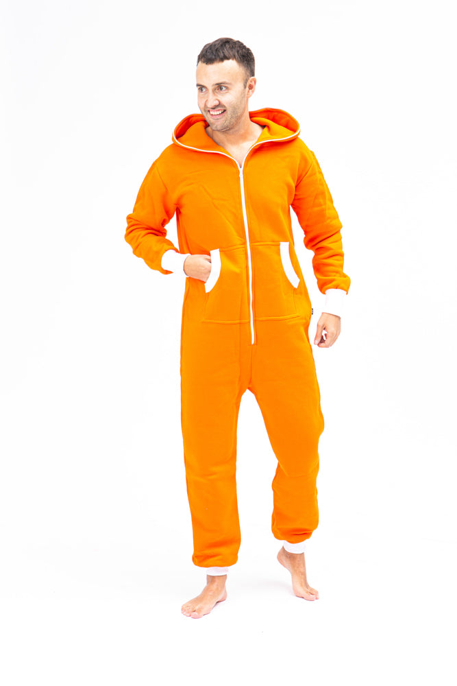 Sofa Killer orange men onesie with white cuff – Men Onesie, Premium ...